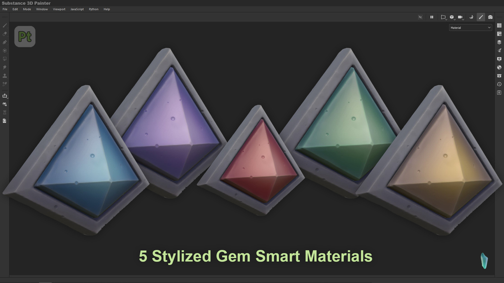 5 Gem Stylized Substance Painter Smart Materials