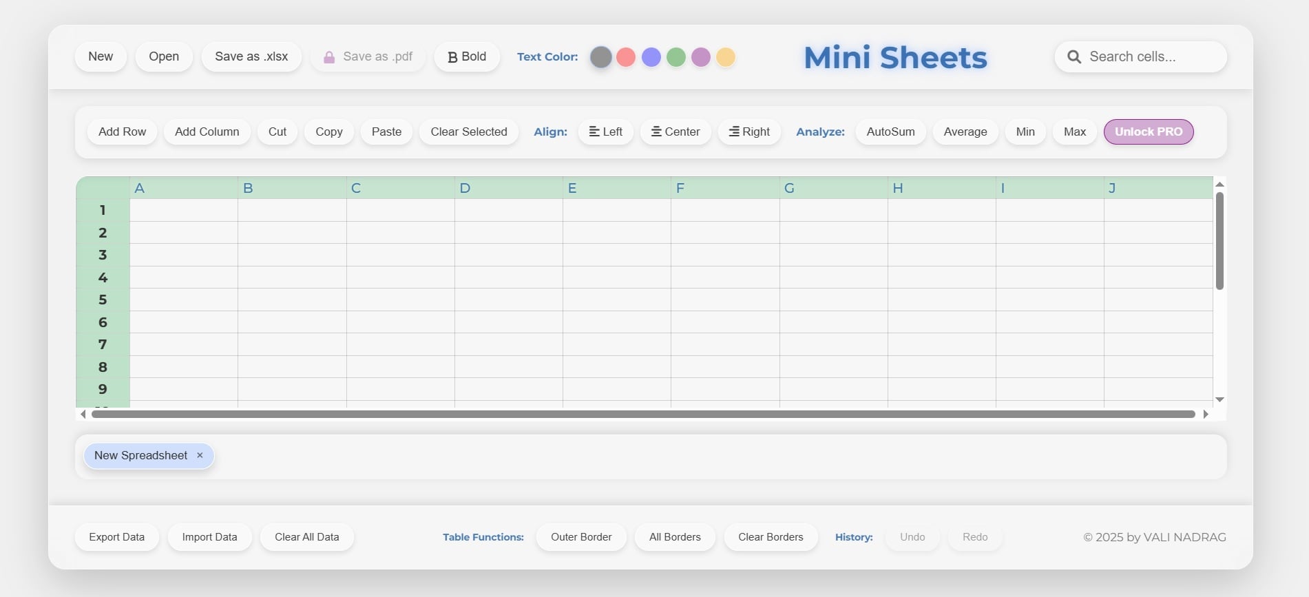 Mini Sheets - Privacy-First Spreadsheet App.