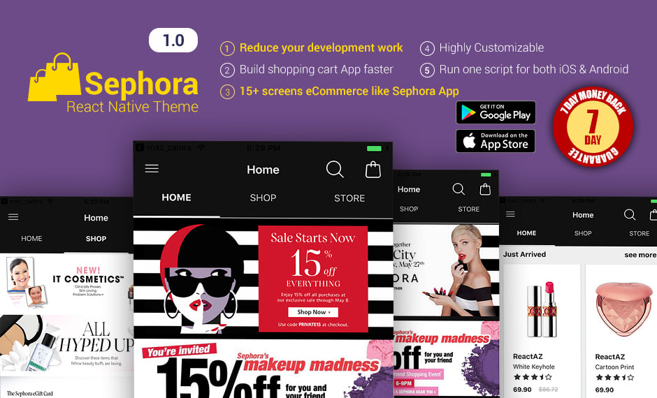 Sephora UI - React Native Full Theme