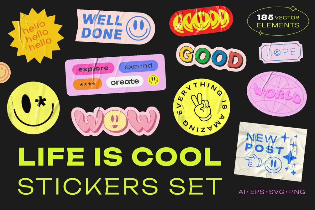 Life Is Cool Stickers Set