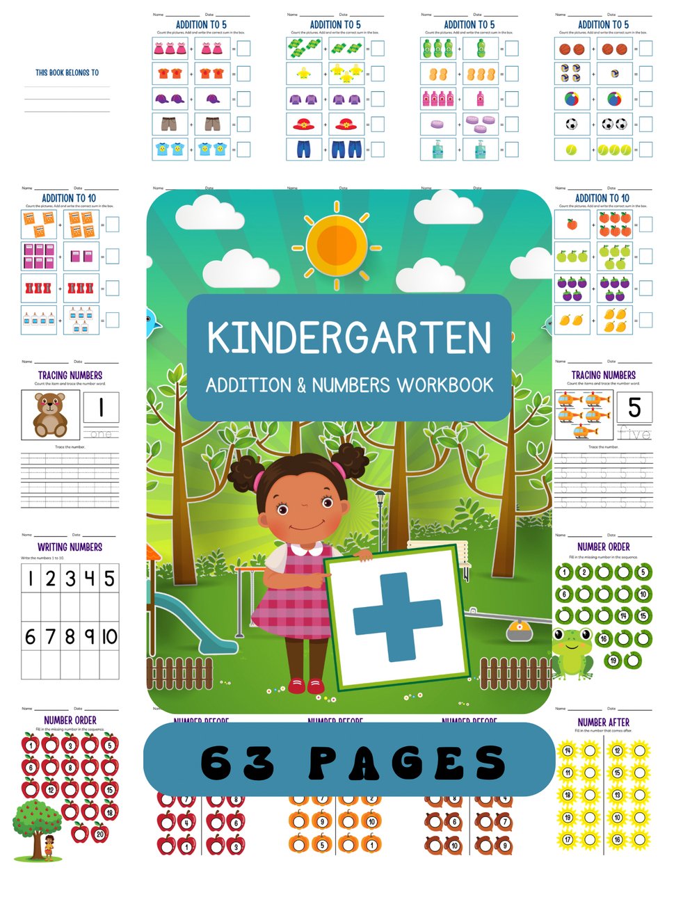 Kindergarten Math Magic: Addition and Numbers Workbook