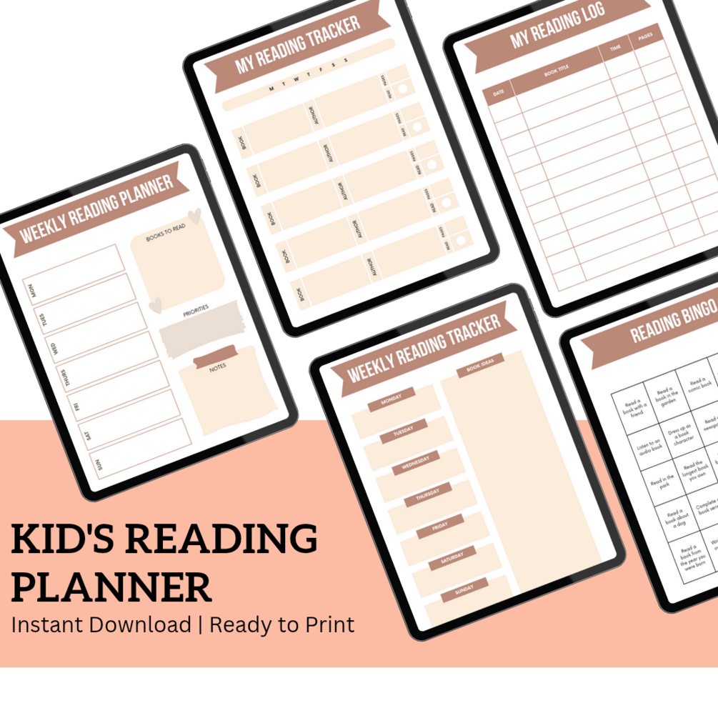 KID'S READING PLANNER & JOURNAL + KAWAII COLORING BOOK