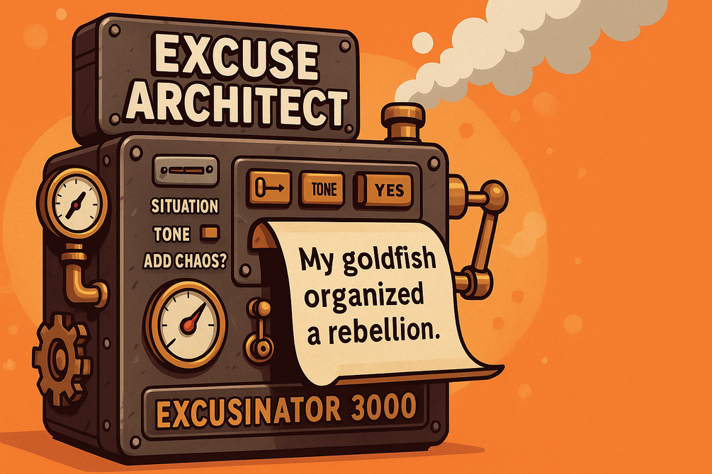 Excuse Architect: The Ultimate Excuse Generator (prompt for ChatGPT or other AI)