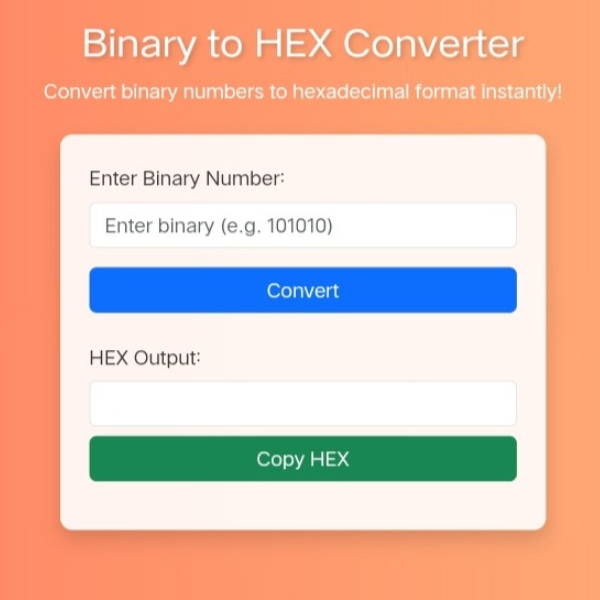 🚀 Binary to HEX Converter Tool – Fast, Accurate & With Full Coding!