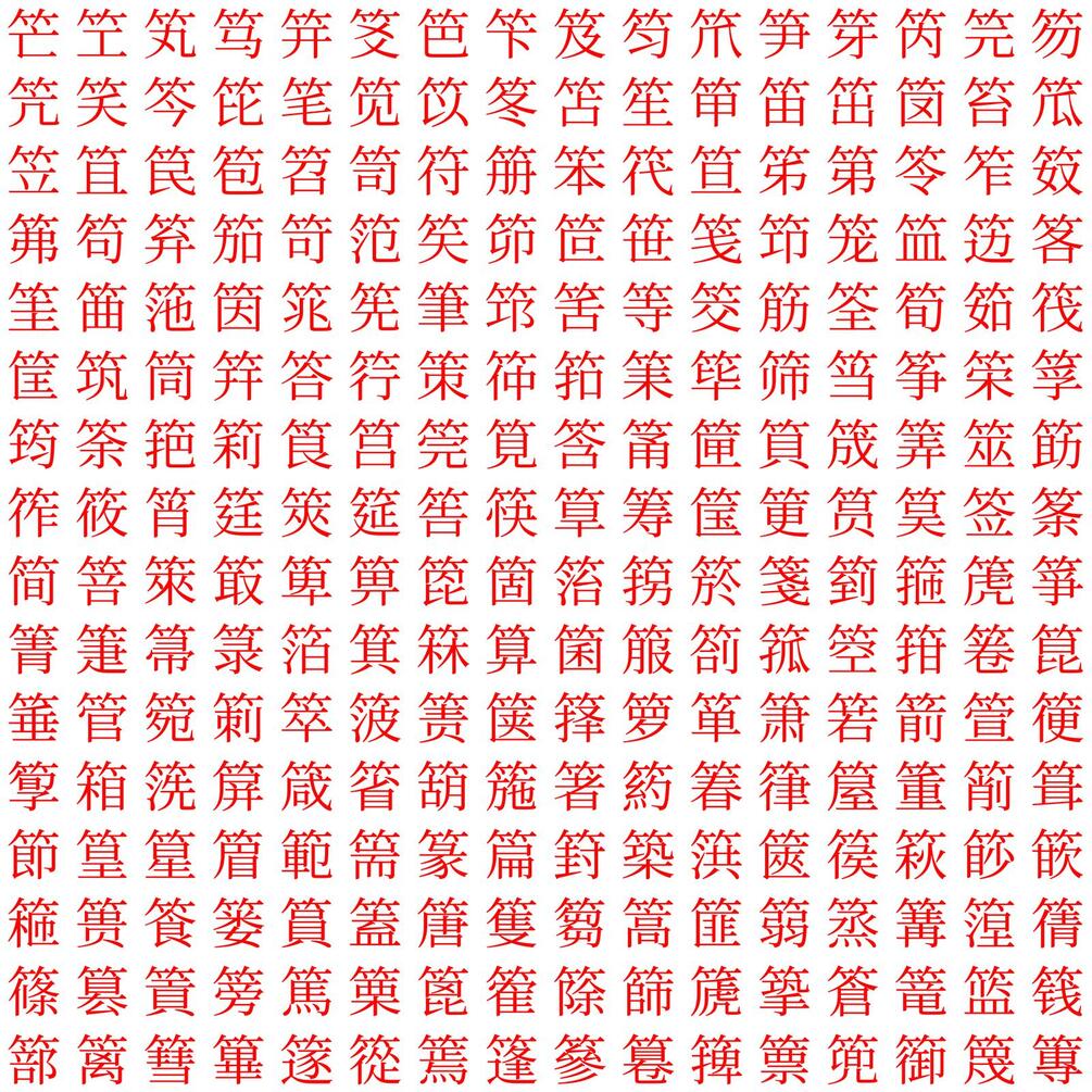 Unicode CJK 7b00-7bff, 256 letters, BLEND file for 3d