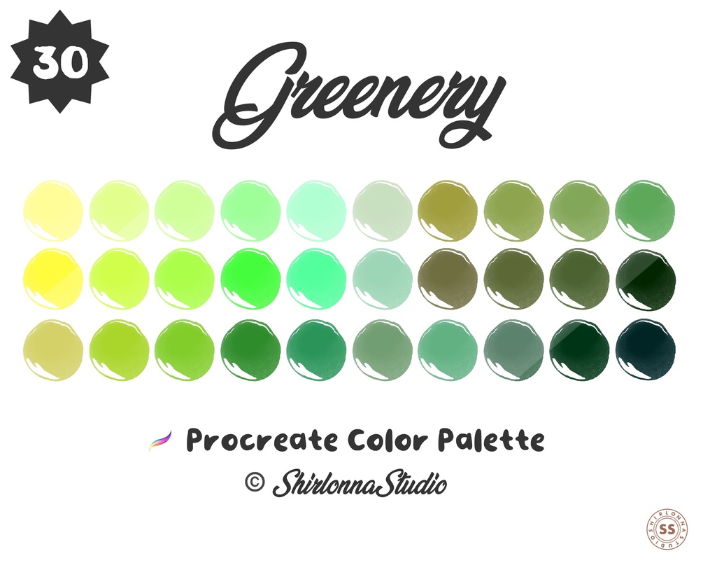 30 Greenery Procreate Color Palette | Plant Swatches