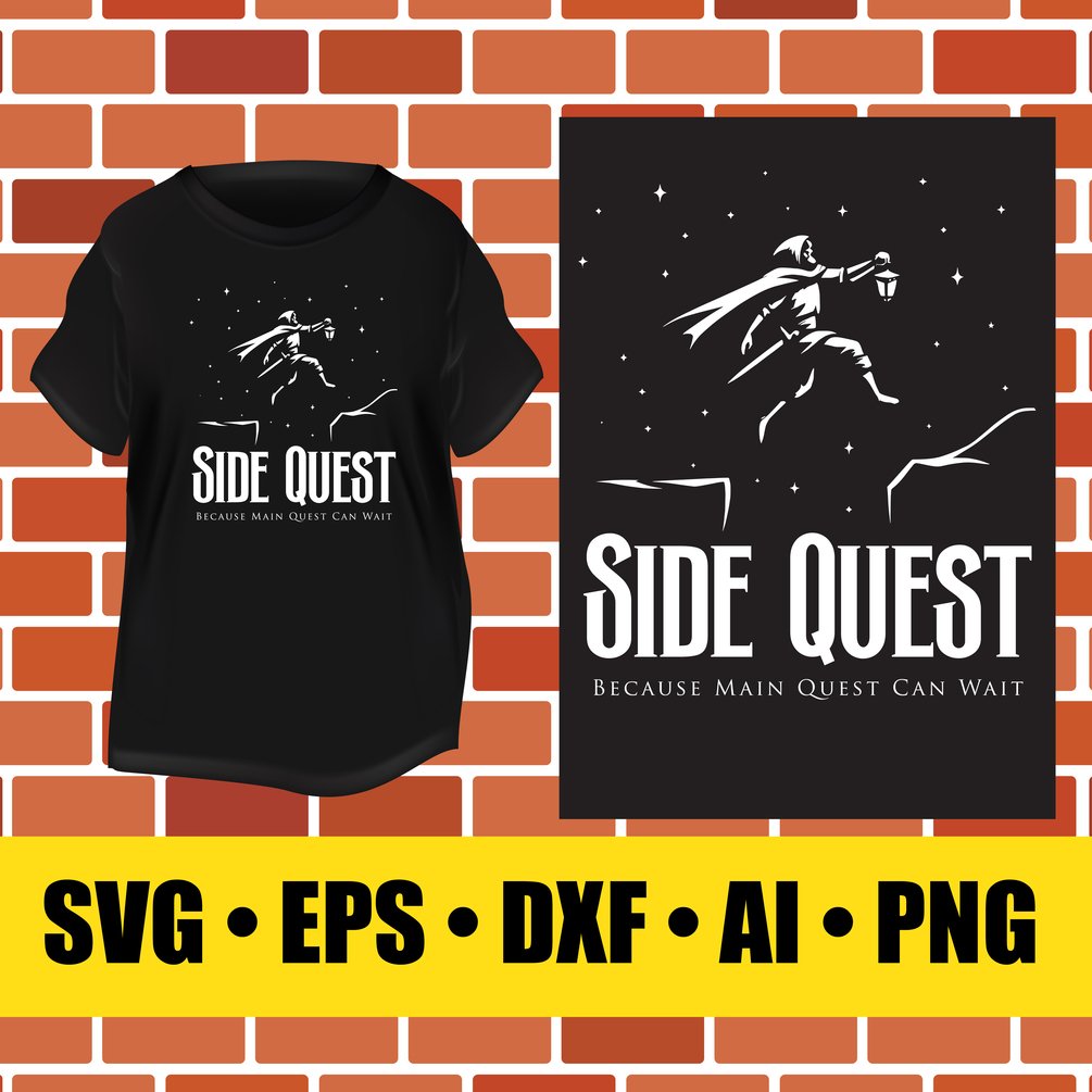 EDITABLE SIDE QUEST T-shirt Design vector templates transfers image ...