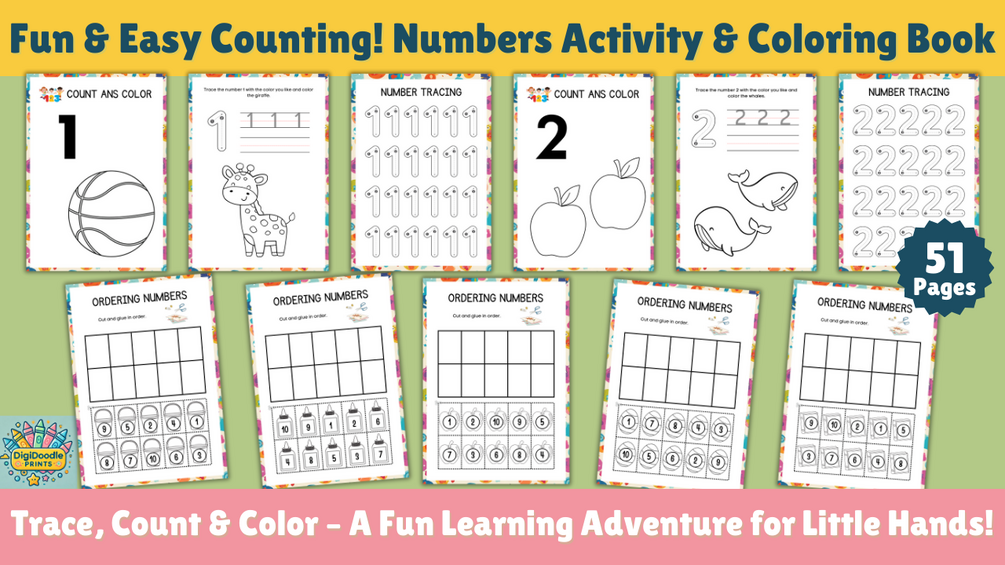 Fun & Easy Counting! Numbers Activity & Coloring Book