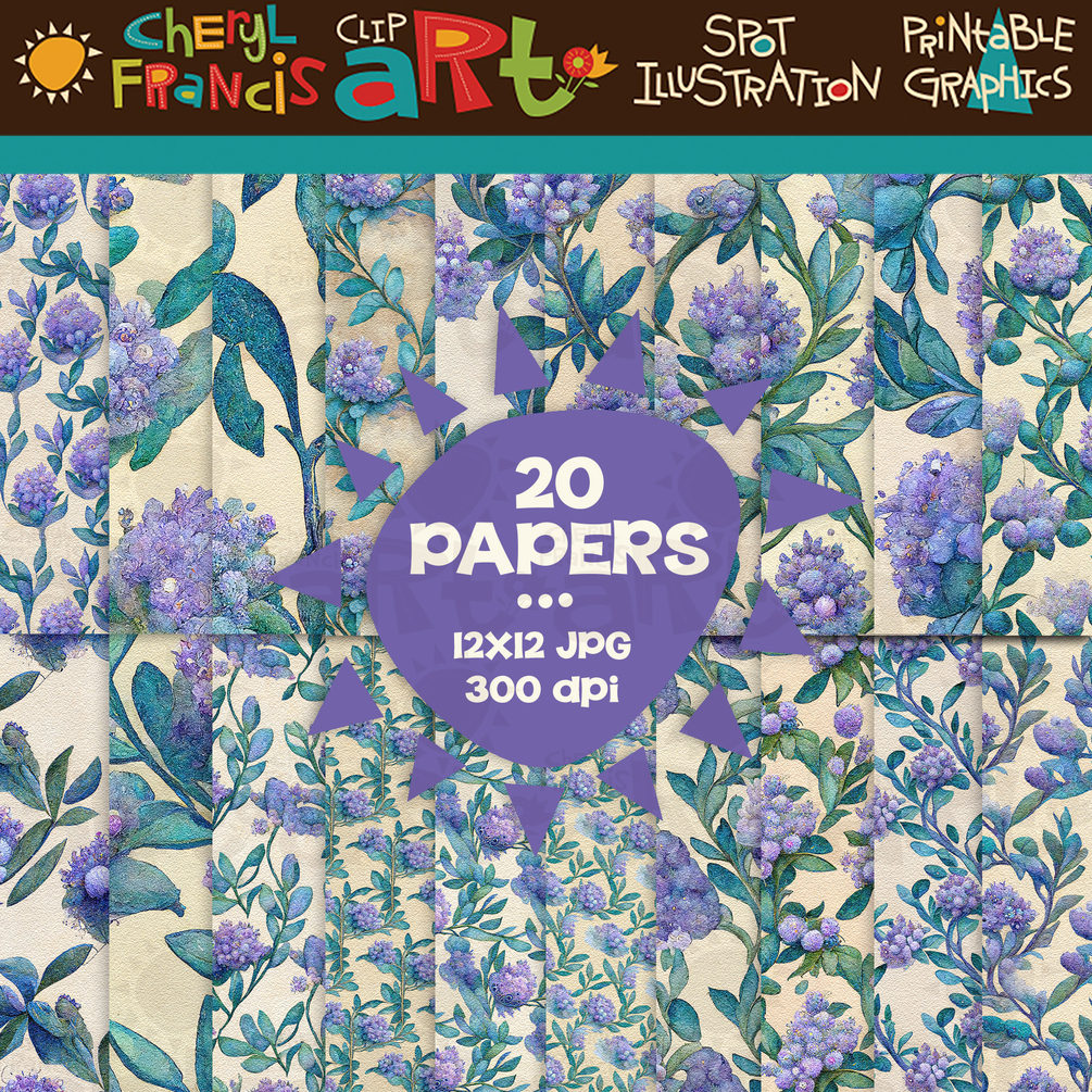 Blooming Spirit Floral Papers 12" Square