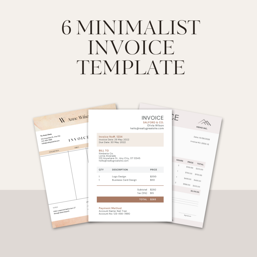 Invoice Template - Minimalist Business Invoice, Small Business Template ...