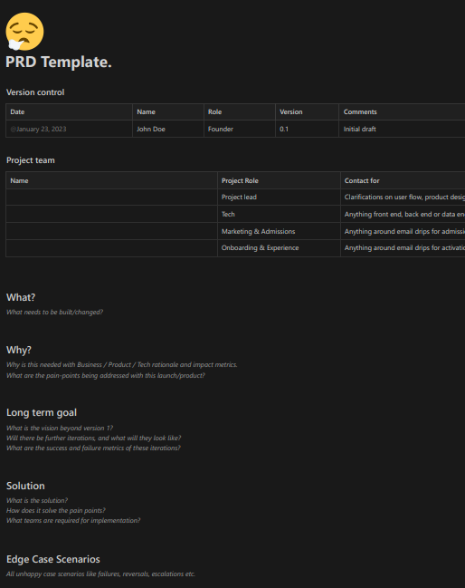 PRD Template