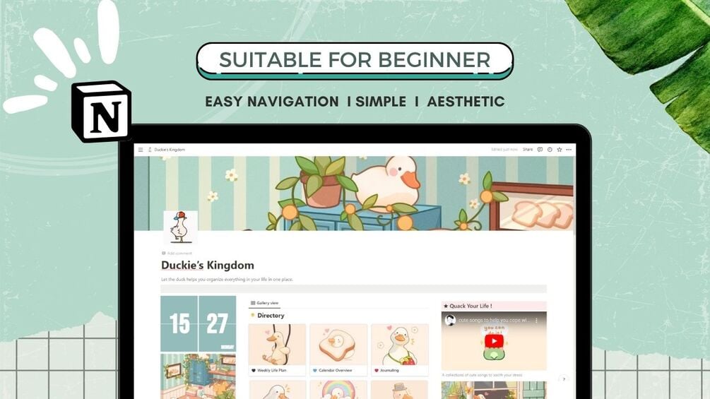 Simple Notion Life Planner I Notion Template for Beginner