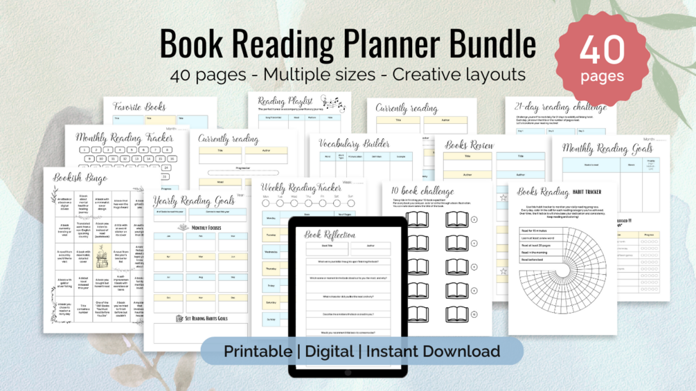 Book Reading Planner Bundle - Printable | Weekly, Monthly, Yearly ...