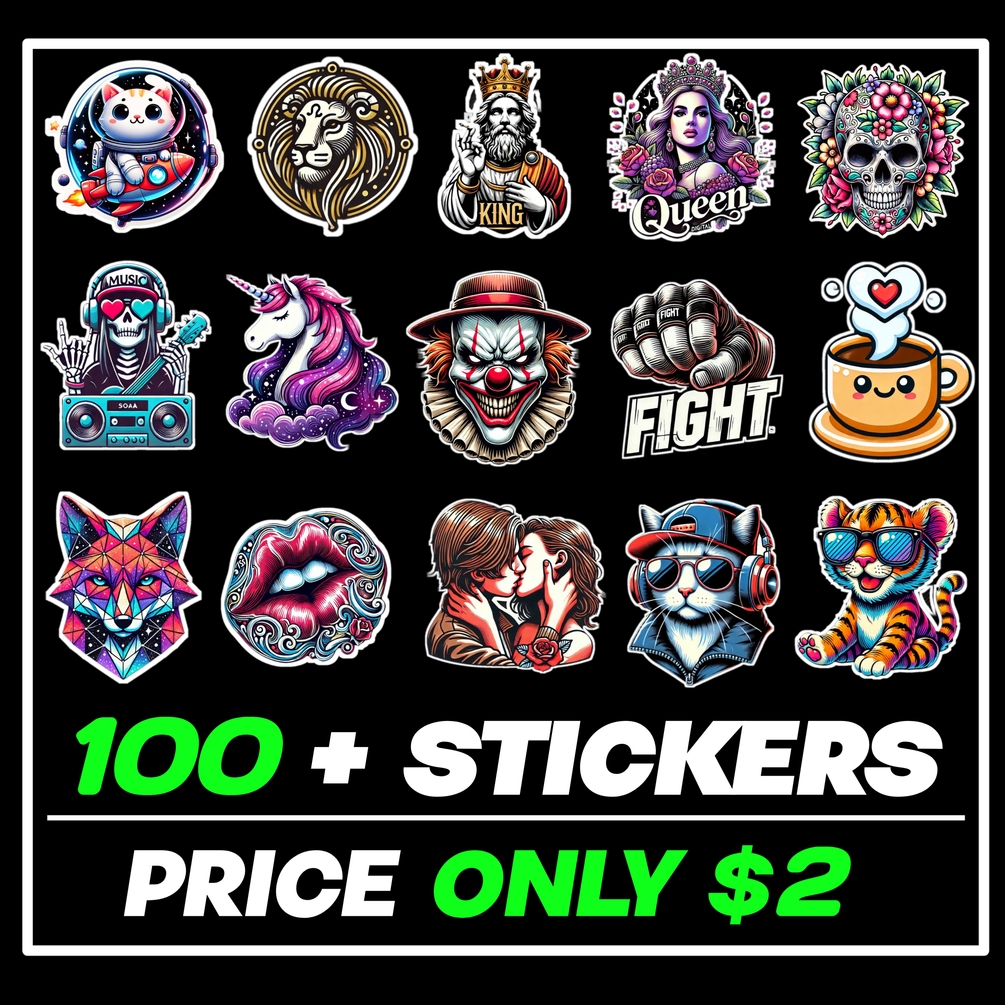 Epic Sticker Bundle: 100 Unique Designs 🌟