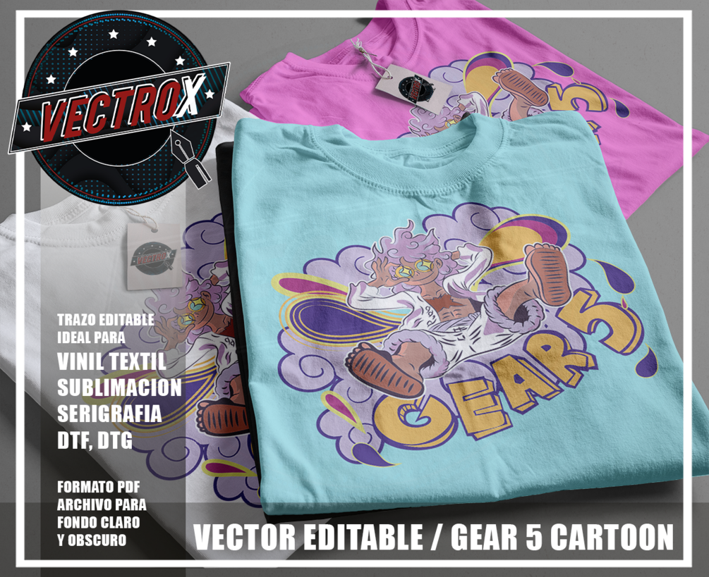 Vector Editable - Gear 5 Cartoon