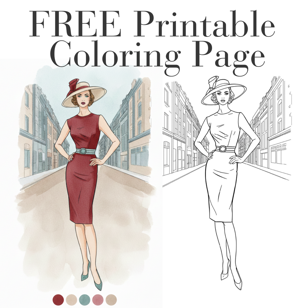 FREE 1950s Parisian Elegance Coloring Pages (PDF)