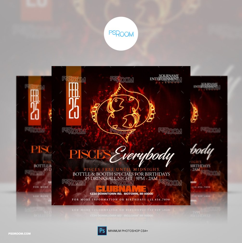 Pisces Vs. Everybody Flyer Template
