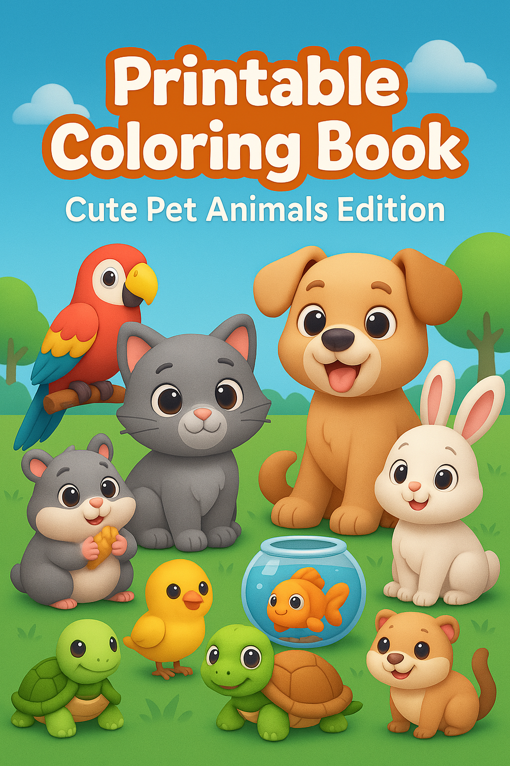 Printable Pet Animals Coloring Book Pages