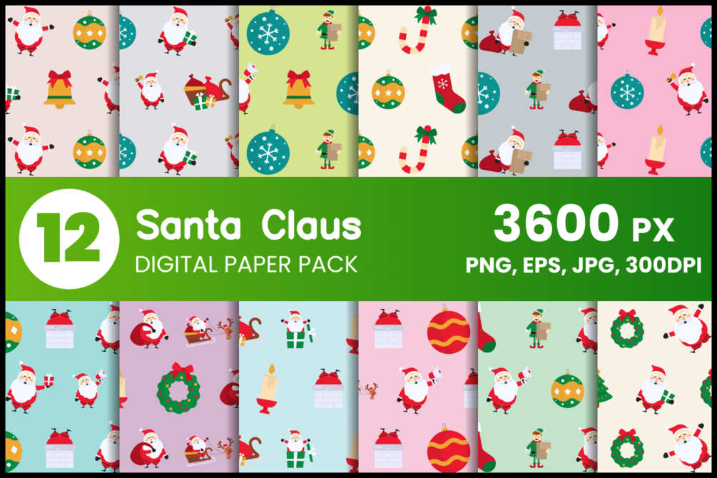 Santa Claus 12 Digital Paper Set