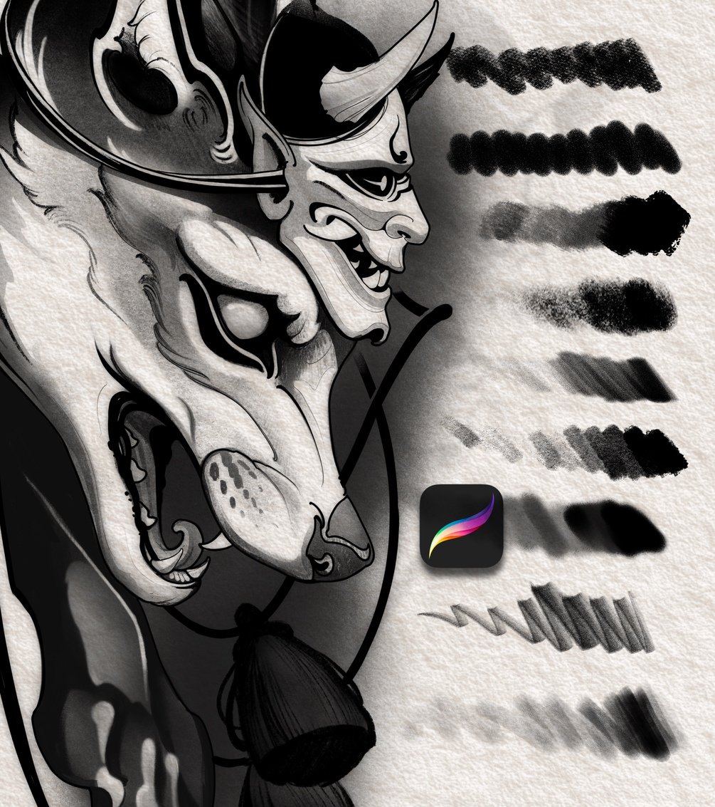 55 chalk brushes for Procreate