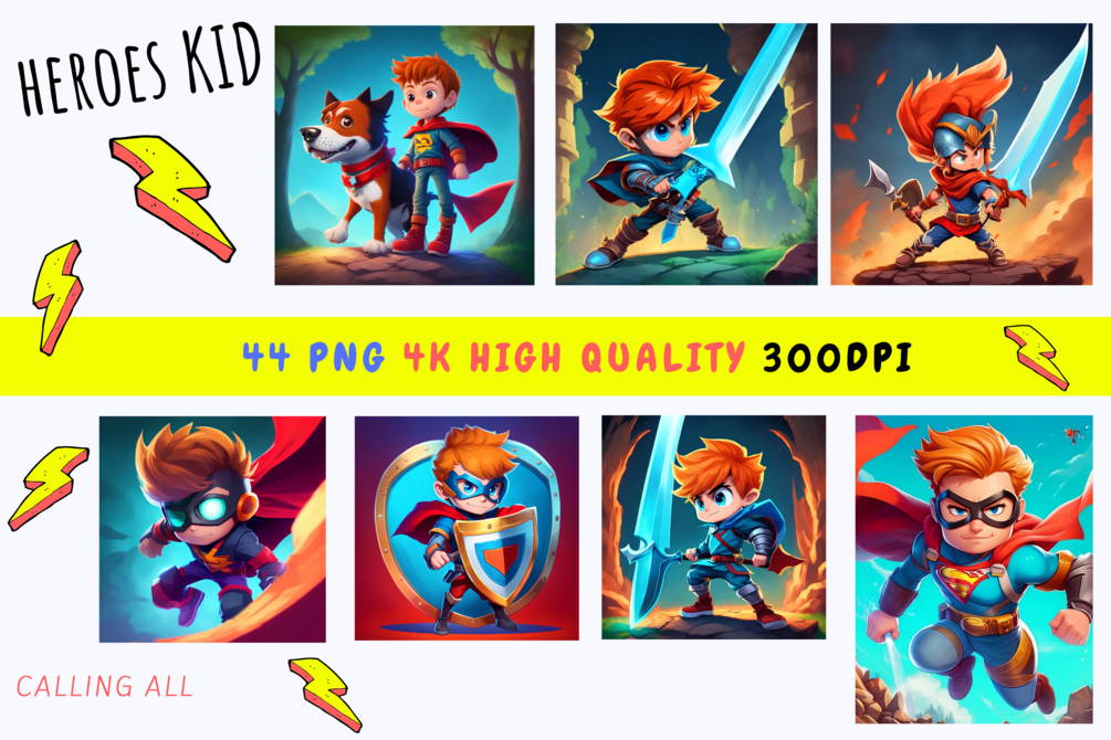 44 PNG High-Quality 300DPI - Super Hero Kid Clipart Cartoon Art for ...