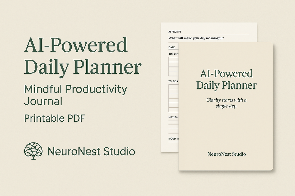 AI-Powered Daily Planner – Mindful Productivity Journal (Printable PDF)