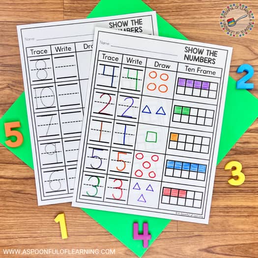 Numbers 1-10 Trace, Write, Draw, and Ten Frames