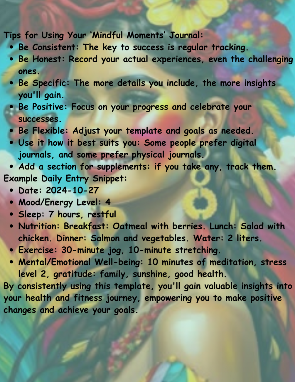 'Mindful Moments', health and wellness journal