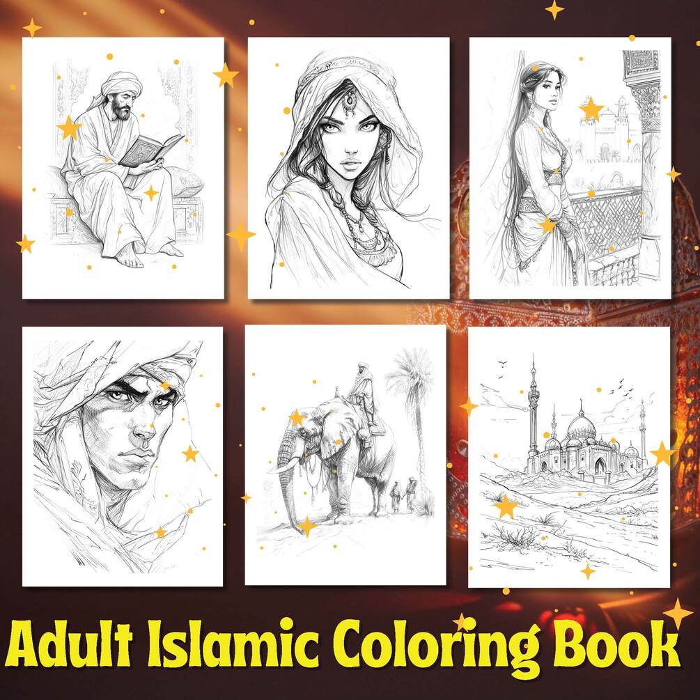 Adult Islamic Coloring Book, Relaxation Muslim Colouring pages