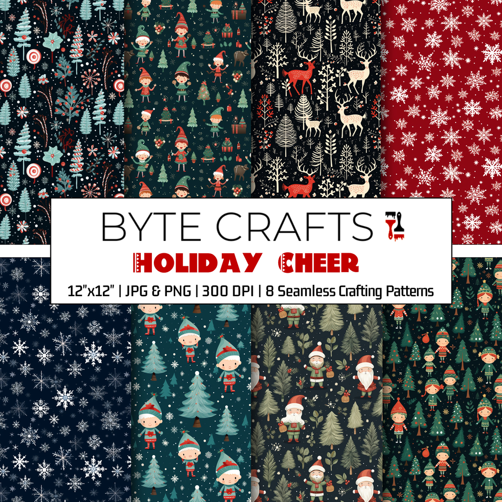 Holiday Cheer, Christmas Themed Seamless Pattern, Printable Digital Paper