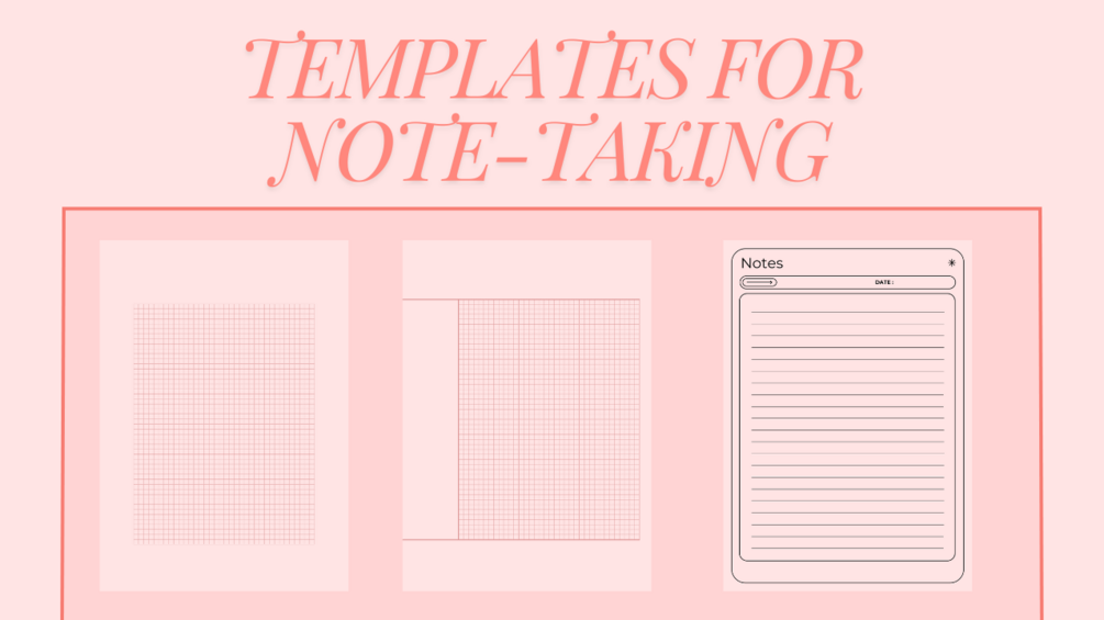 Pink digital note-taking templates