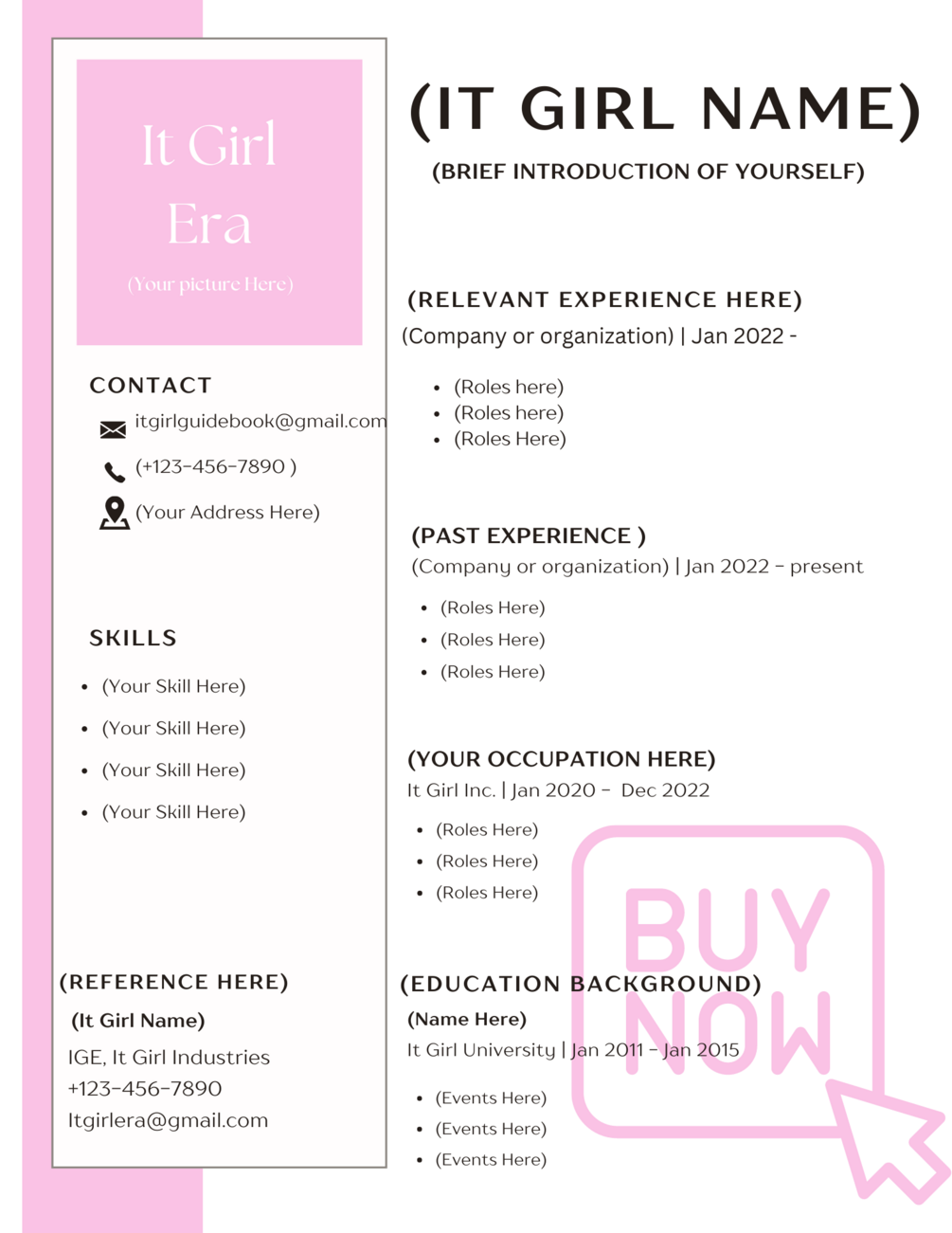 It-Girl Resume (free with ebook purchase)