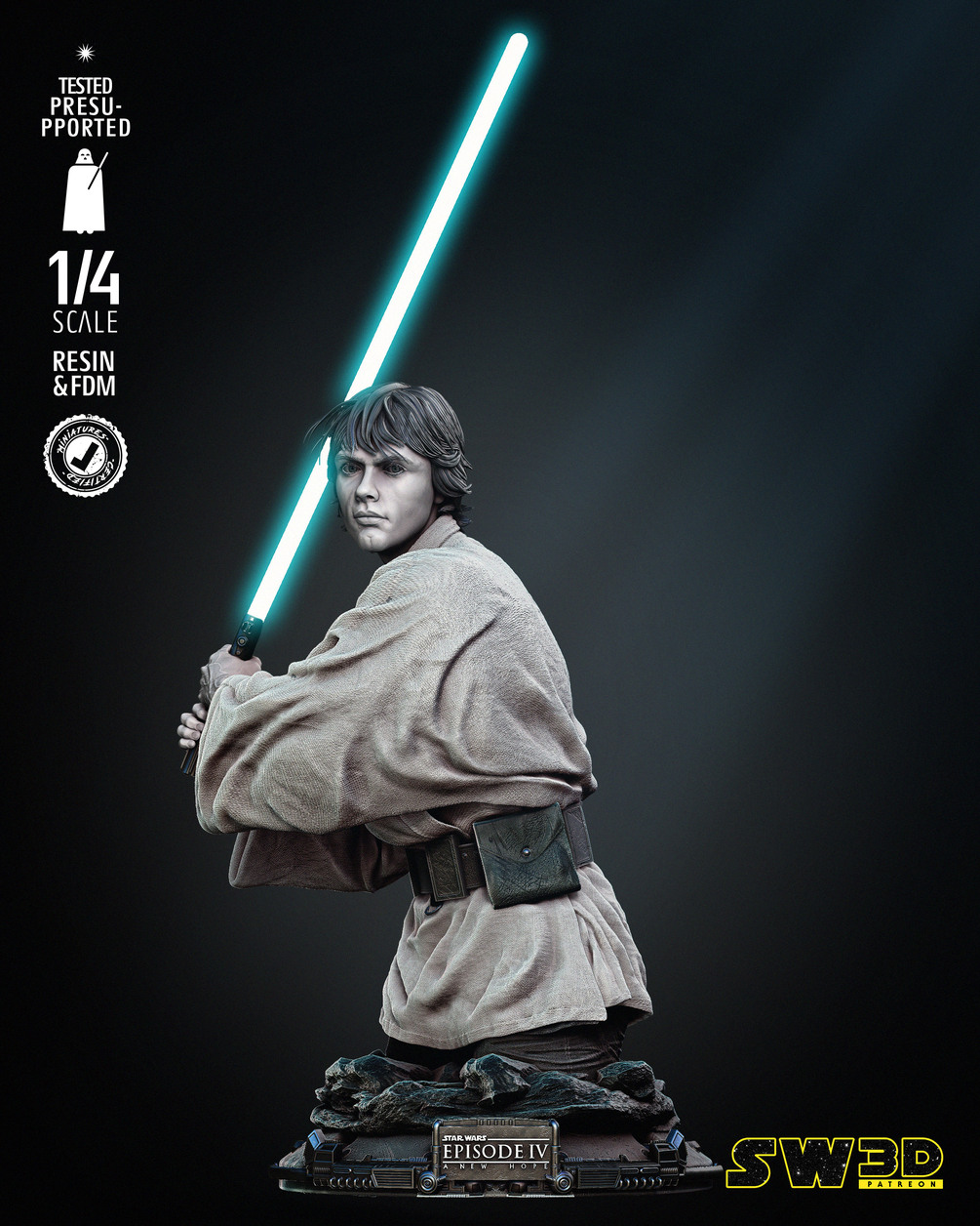 New Hope Luke Skywalker Bust - Star Wars 3D Models - Tested and Ready ...