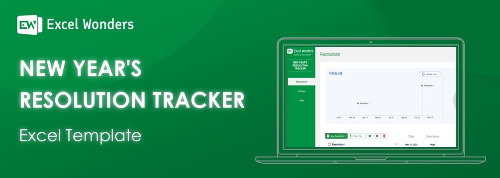 New Year's Resolution Tracking Excel Template | Excel Wonders