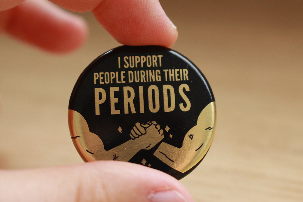 Periods badge - black and golden button - LGBT feminist gift