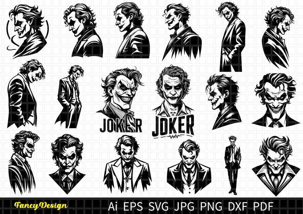 Joker SVG Bundle, Comic svg Bundle, Joker Vector, Harley Quinn SVG ...