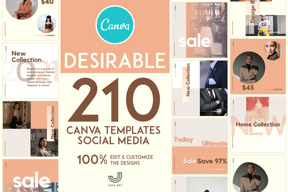 Desirable Canva Instagram Template Set - Beautiful Set of 210 ...
