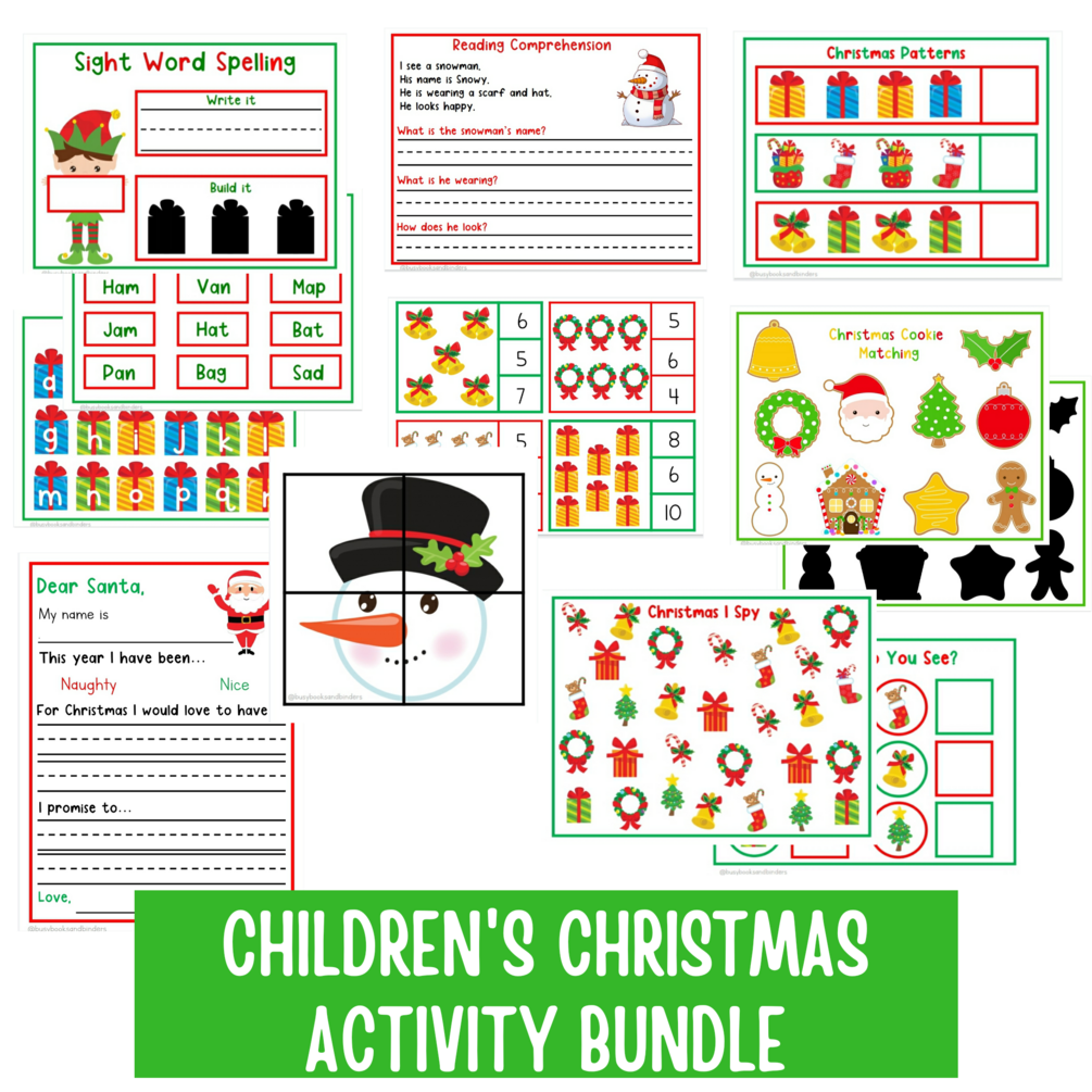 Christmas Preschool Learning Activity Bundle