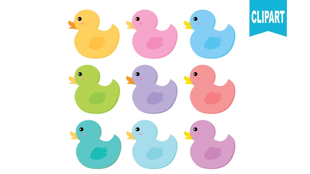 Colorful rubber duck clipart - PNG file, instant download