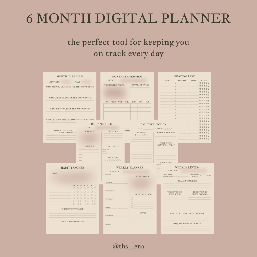6 Month Digital PDF Planner
