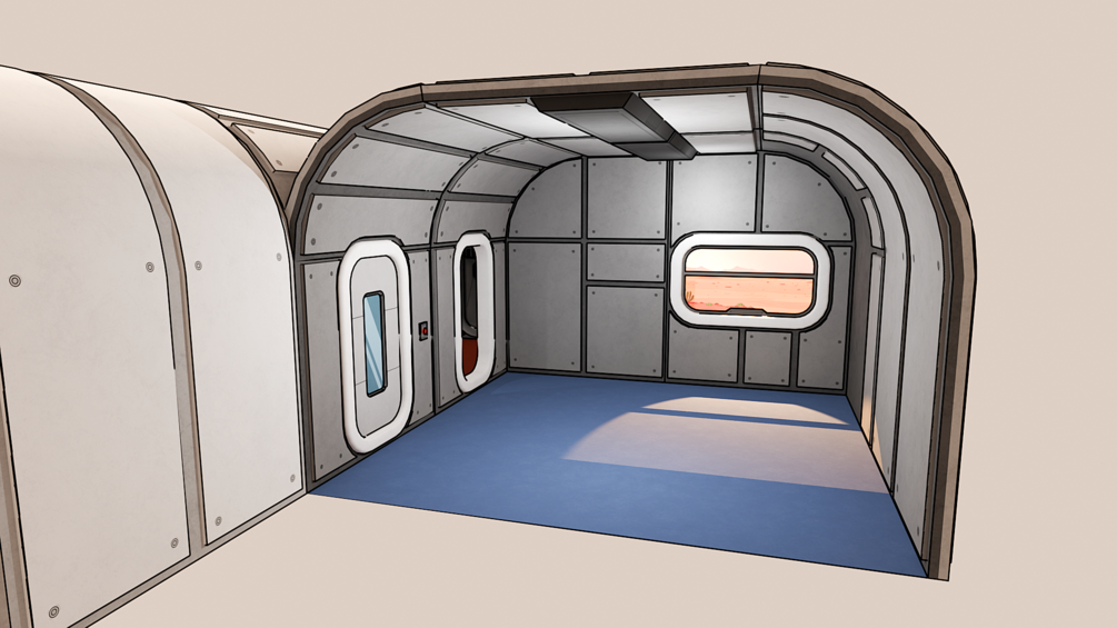Modular Space Base - Cartoon Style