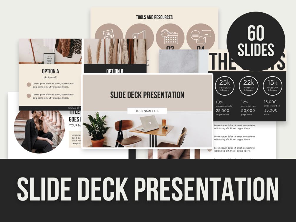 60 Slide Deck Presentation Template- PLR - Designed in Canva