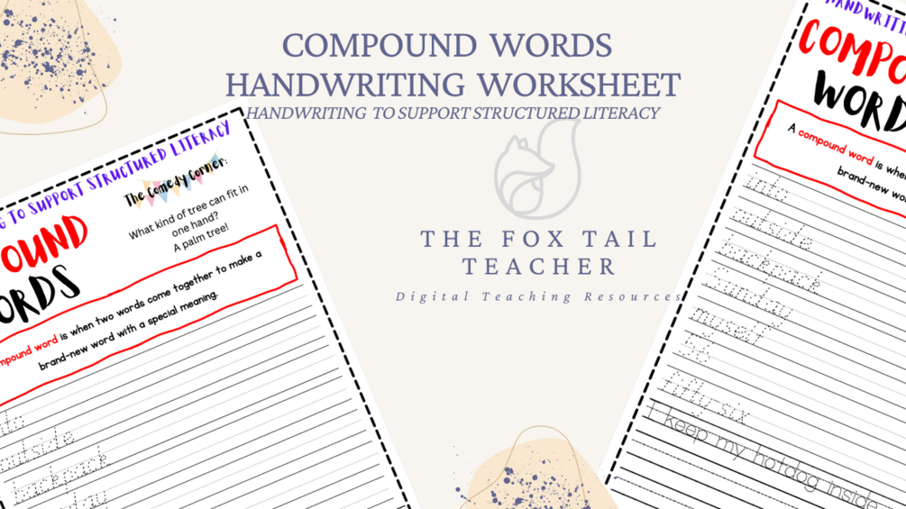 Compound Words Handwriting Worksheet to support Structured Literacy