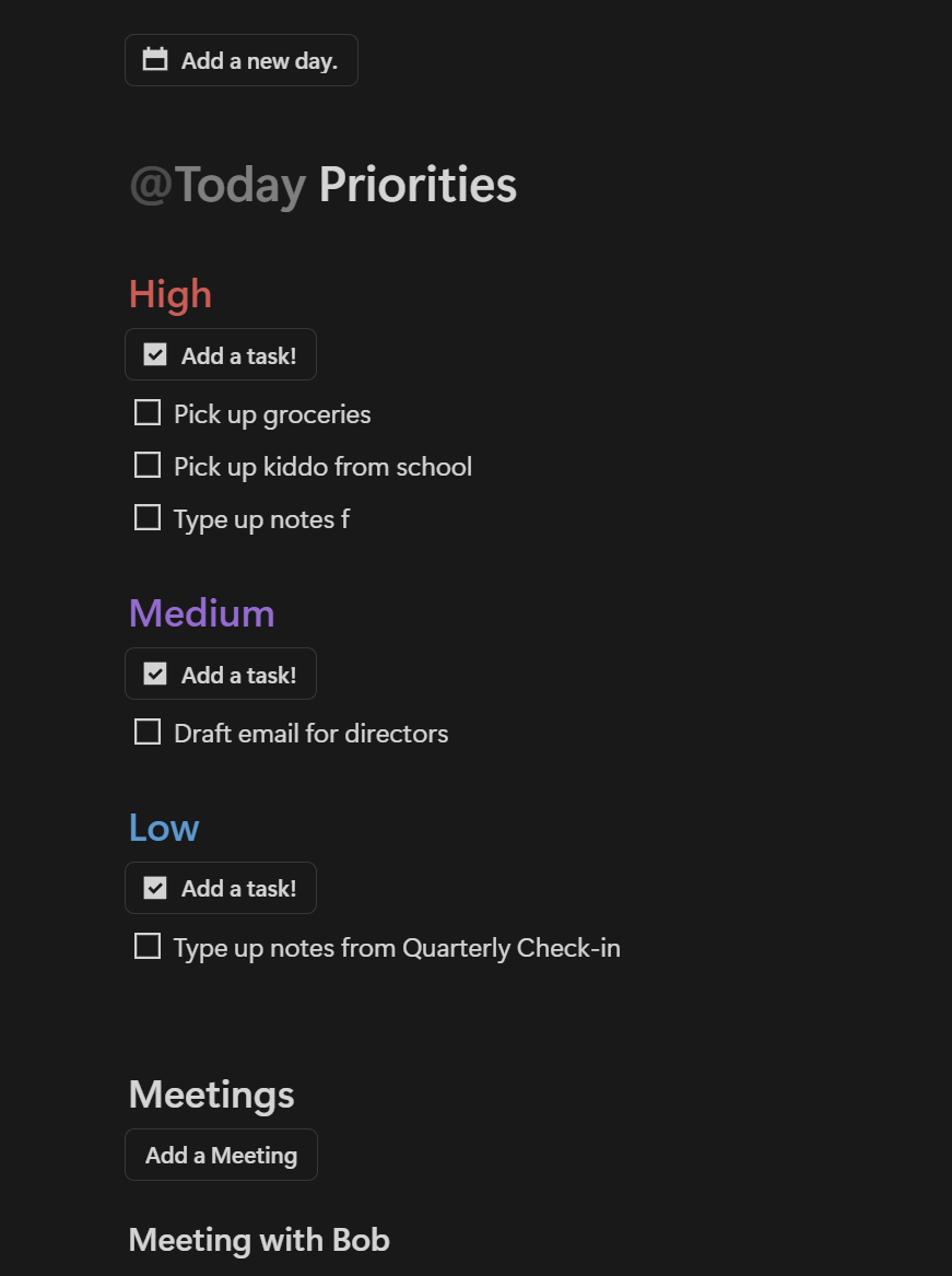 Daily Priorities Tracker for Notion