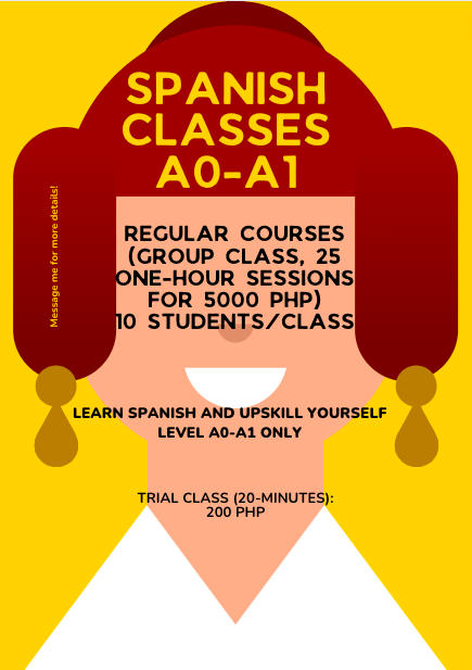 A0-A1 Regular Spanish classes (25 sessions for 5000 PHP)
