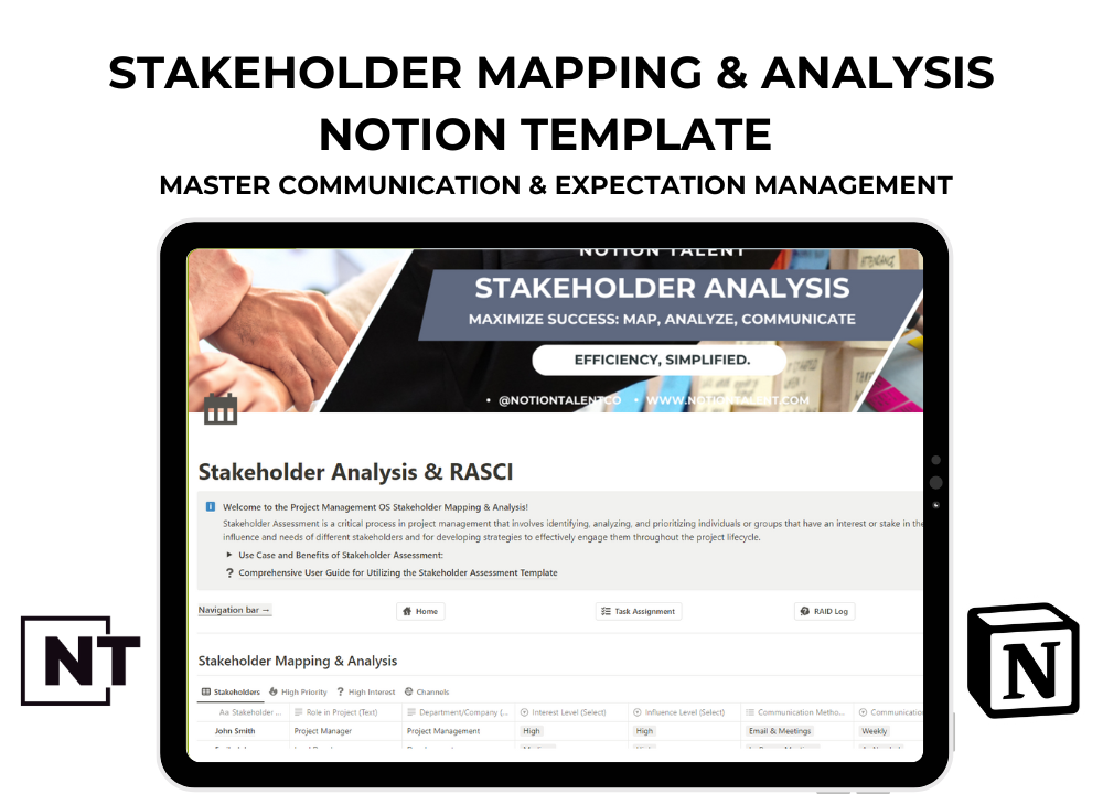 Stakeholder Mapping & Analysis: Notion Template for project management