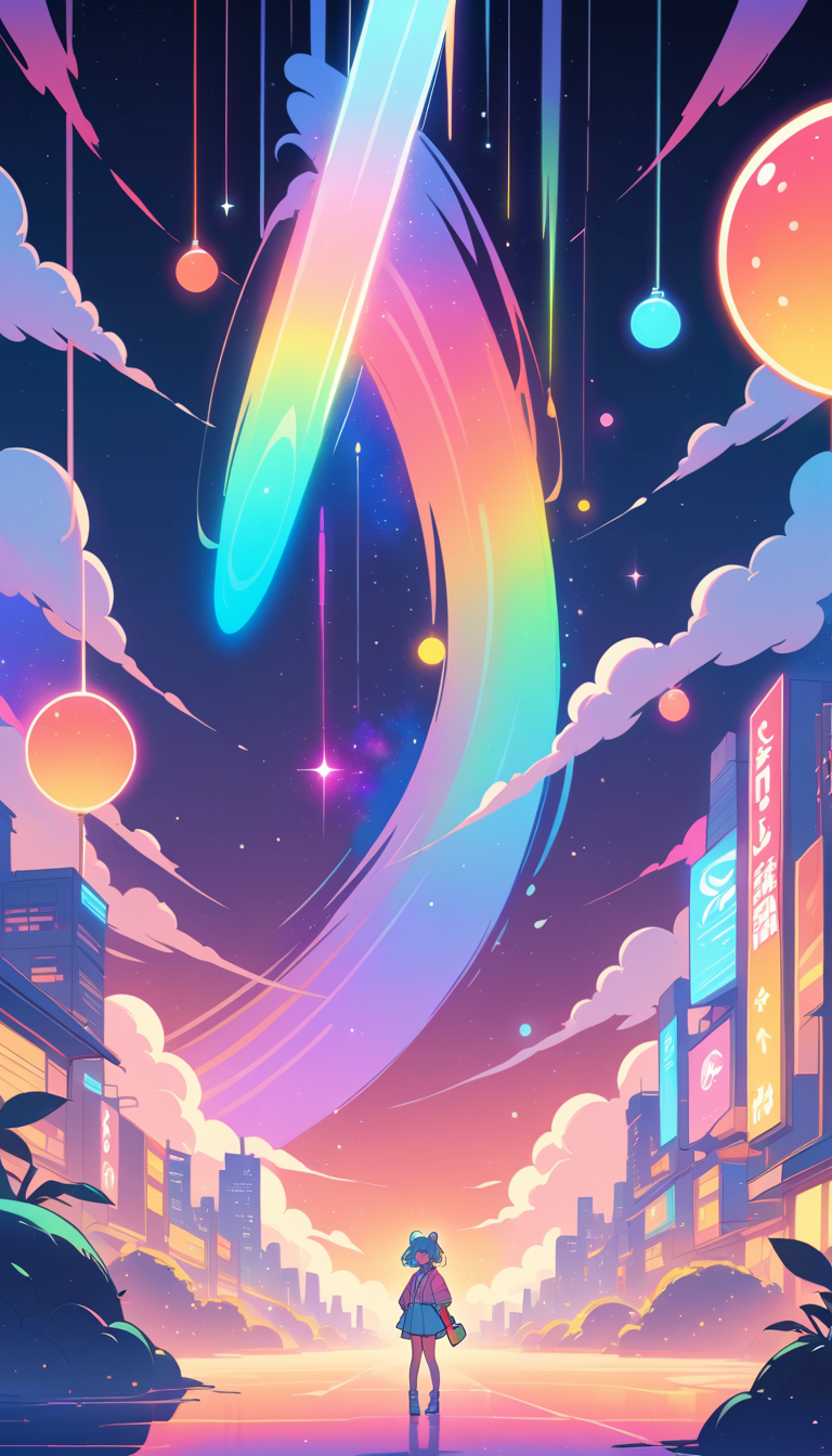 Retro Rainbow Dreams: A Lo-fi Art Collection
