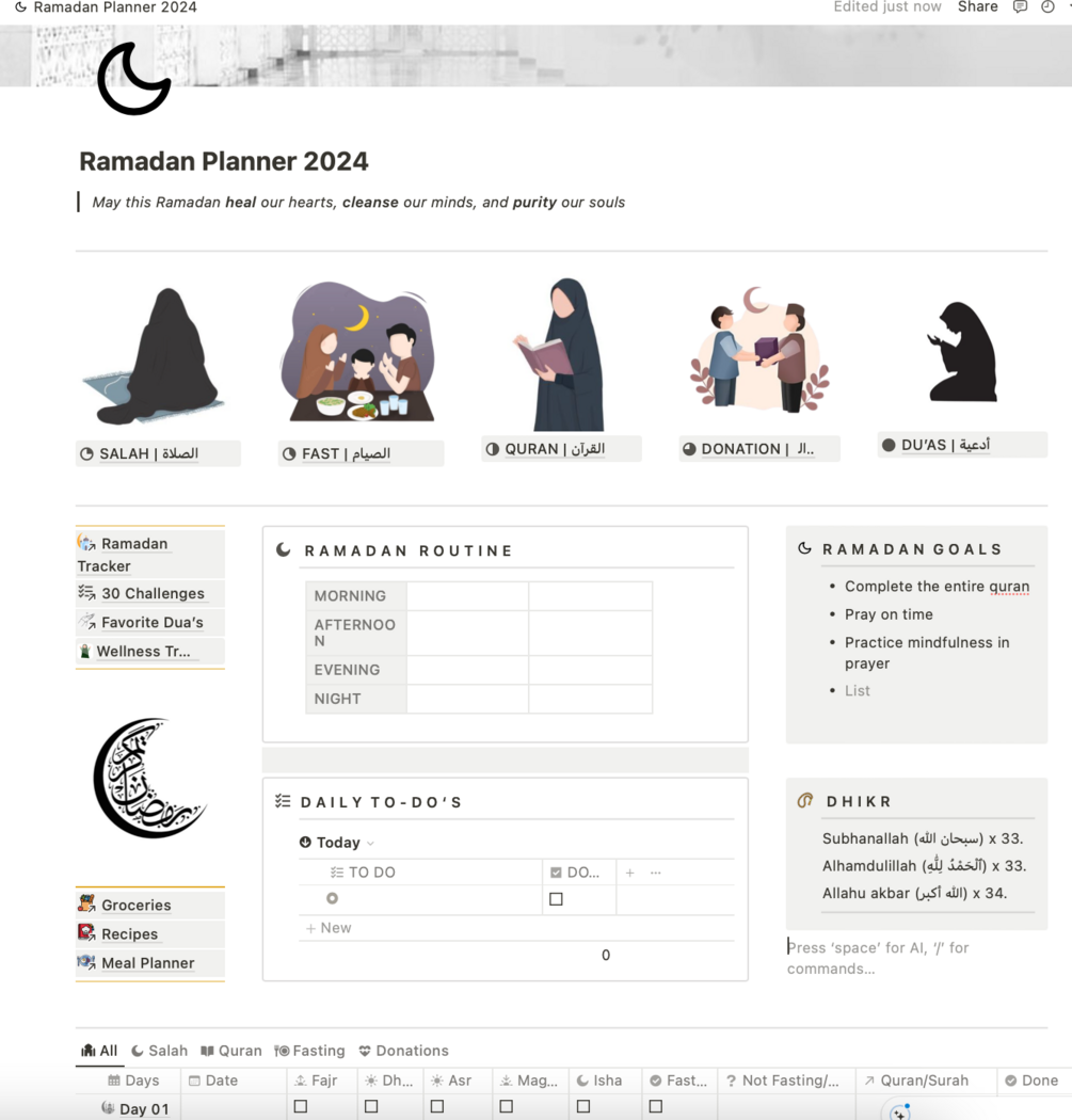 Ramadan planner 2024