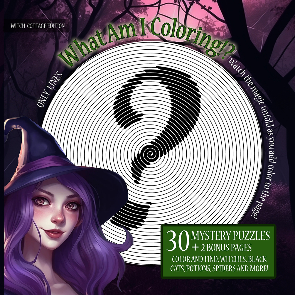 What Am I Coloring!? Mystery Coloring Puzzle - Only Lines - Witch ...