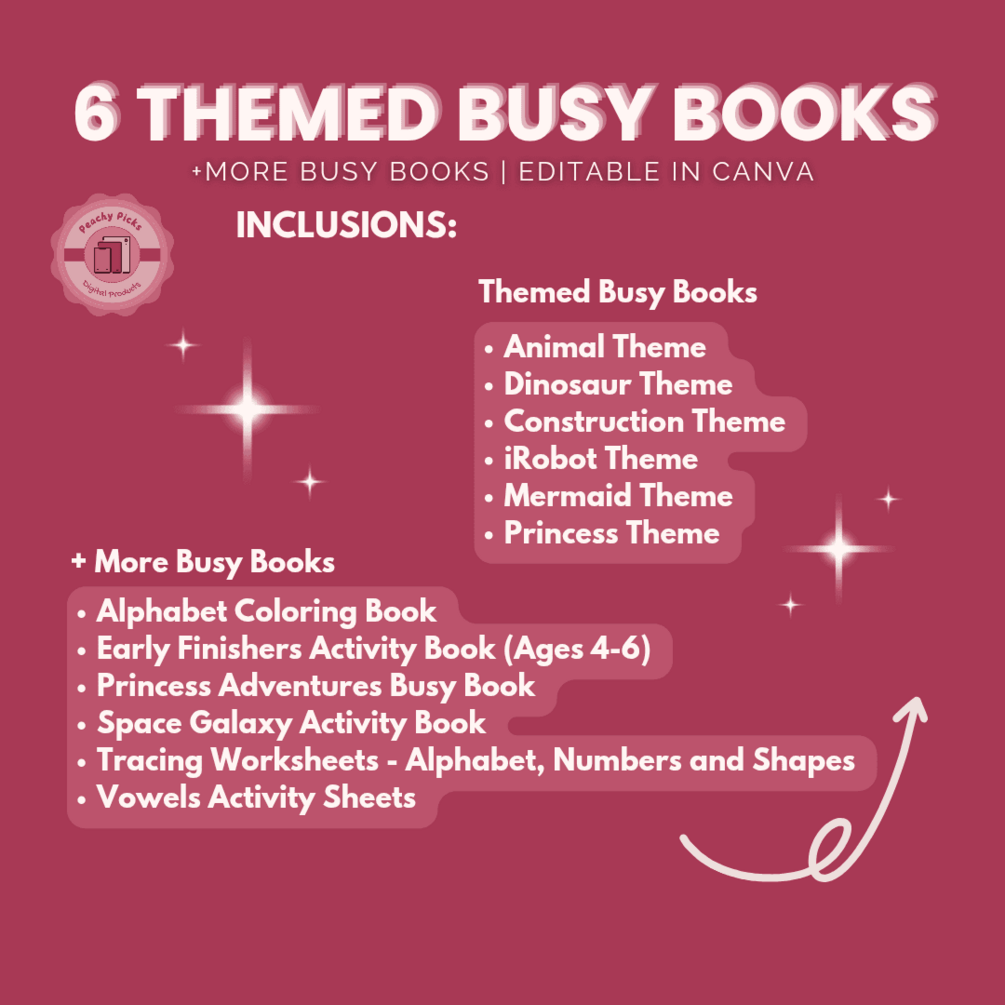 6 THEMED KIDS BUSY BOOKS BUNDLE (resellable) | Peachy Picks